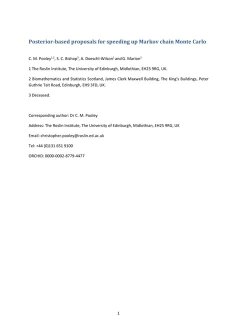 Pdf Posterior Based Proposals For Speeding Up Markov Chain Monte Carlo