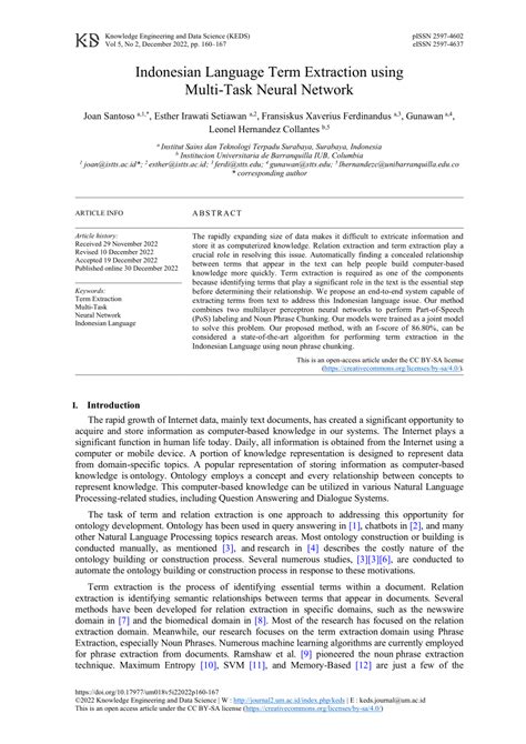 Pdf Indonesian Language Term Extraction Using Multi Task Neural Network