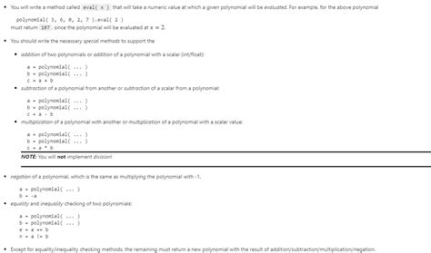 Solved Design And Implement Python Polynomial Class Using