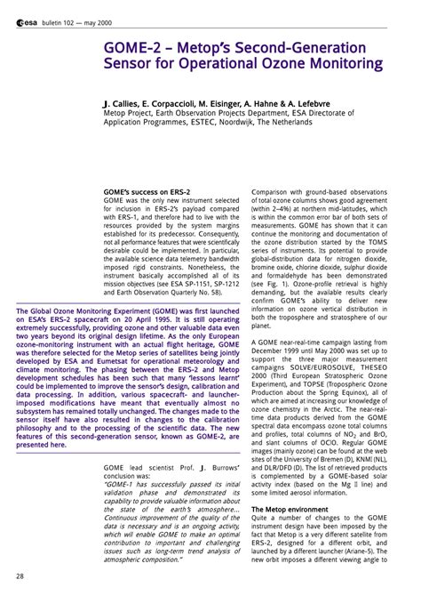 Pdf Gome 2 Metops Second Generation Sensor For Operational Ozone Monitoring