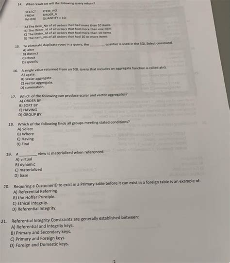 Solved 14 What Result Set Will The Following Query Return