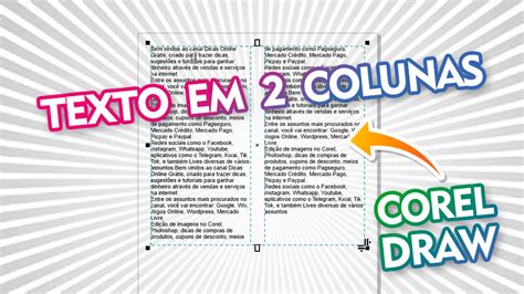 como colocar texto em duas colunas no corel