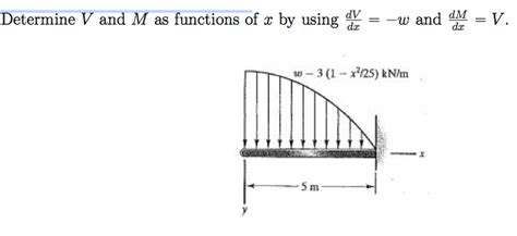 Solved Determine V And M As Functions Of X By Using DV Dx W Chegg Com