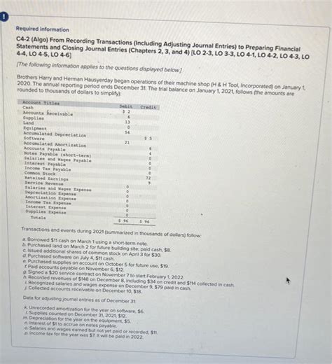 solved required information c4 2 algo from recording