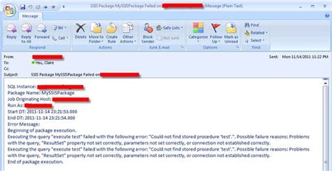 Setting Up Email Notification For SSIS Package Failure Database Journal