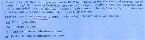 Solved Inter Domain Routing Points Explain The Chegg