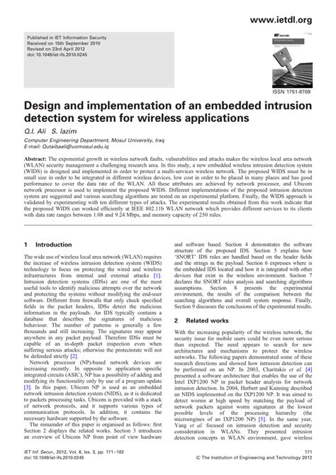 pdf design and implementation of an embedded intrusion detection