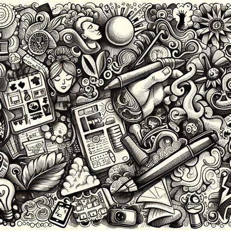 Sketchbook Doodles Random Doodles From A Sketchbook Capturing Sp Stock