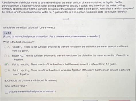 Solved PARTS B D PLEASE B Compute The P Value And Chegg Com