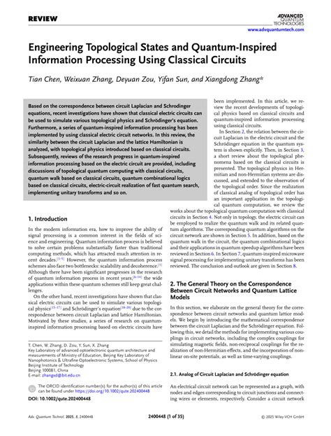 Engineering Topological States And Quantum‐inspired Information