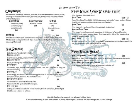 Online Menu Of Fluid State Beer Garden Restaurant Ventura California
