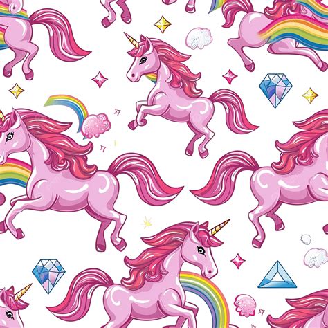 Unicornios Rosas De Patrones Sin Fisuras Con Pequeños Y Lindos
