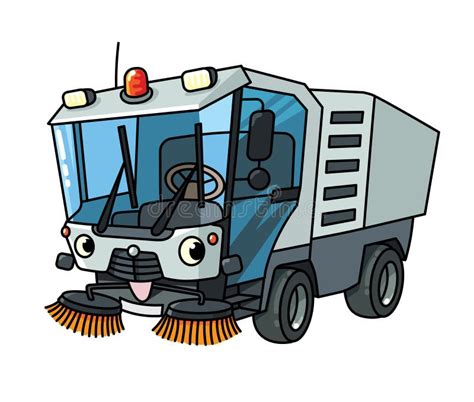 Funny Small Sweeper Car With Eyes Stock Illustration Illustration Of