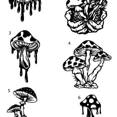 Mushroom Tattoo Stencil Etsy