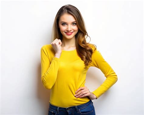 Premium Photo A Beautiful Girl Posing With A Hand Gesture