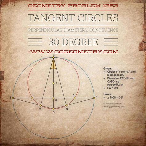 Typography Of Geometry Problem 1353 Tangent Circles Perpendicular Diameters Congruence 30