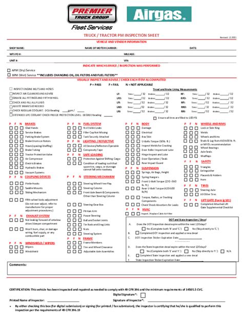 Truck Pm Form Fill Out And Sign Online Dochub