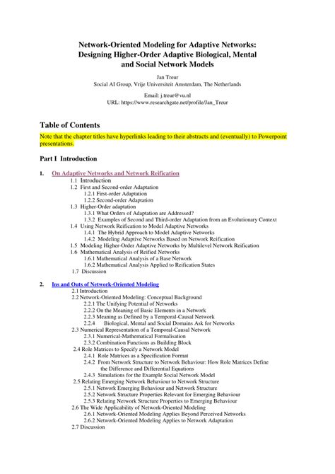 Pdf Network Oriented Modeling For Adaptive Networks Designing Higher