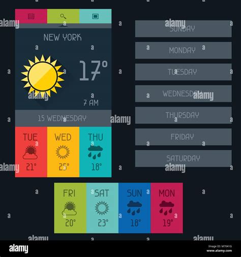 Weather Widget In Flat Design Style Stock Vector Image And Art Alamy