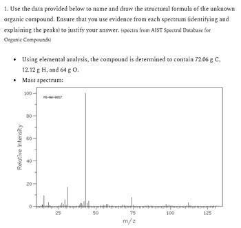 Identifying An Unknown Compound Using Spectroscopy MS IR NMR