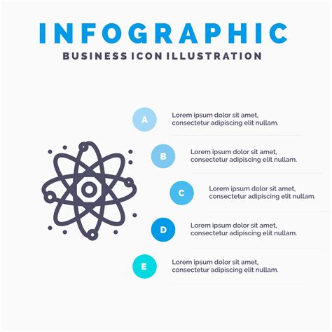 Physics React Science Line Icon With 5 Steps Presentation Infographics