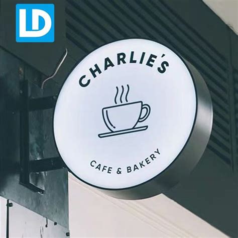 Circle Light Box Led Advertising Illuminated Outdoor Signage Cafe
