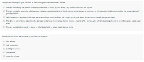 Solved Why Are Insulin And Glucagon Classified As Paracrine