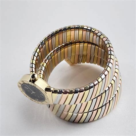 Bvlgari Tubogas Bb191t 3 Row Tri Color Quartz For Sale At 1stdibs