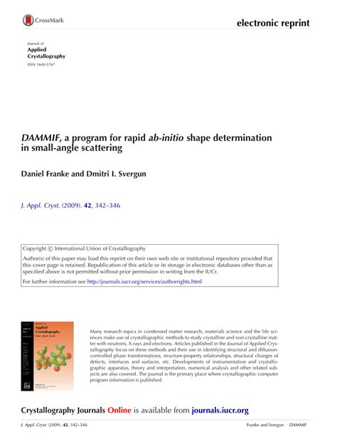 Pdf Dammif A Program For Rapid Ab Initio Shape Determination In