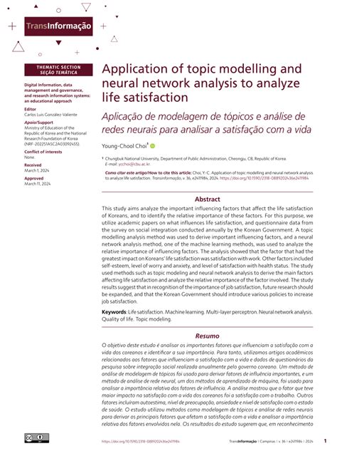Pdf Application Of Topic Modelling And Neural Network Analysis To Analyze Life Satisfaction