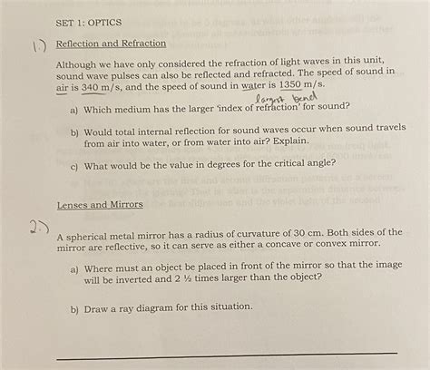 [solved] Reflection And Refraction Although We Have Only C