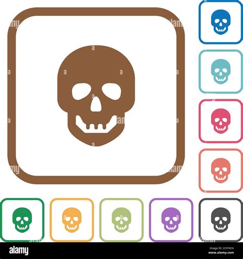 Human Skull Simple Icons In Color Rounded Square Frames On White Background Stock Vector Image