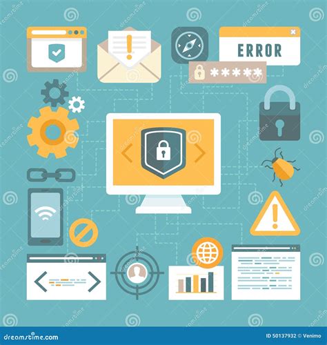 Vector Internet And Information Security Concept In Flat Style Stock