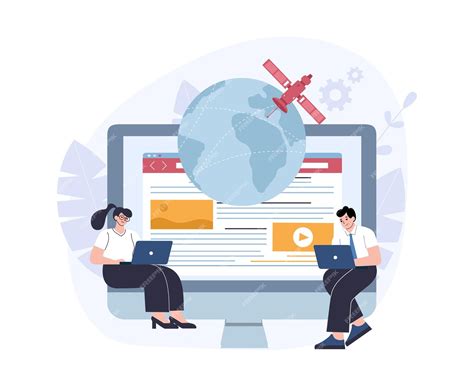 Premium Vector The Concept Of The Global Use Of The Internet Through Satellite Communications