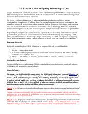 Lab 6 02 Docx Lab Exercise 6 02 Configuring Subnetting 17 Pts As You Learned In Lab