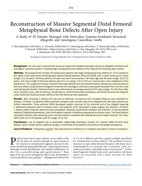 Pdf Reconstruction Of Massive Segmental Distal Femoral Metaphyseal