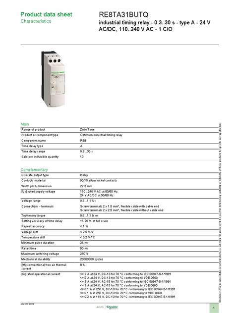 Zelio Timer Relays Re8ta31butq Pdf Relay Alternating Current