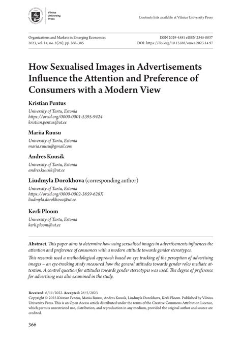 PDF How Sexualised Images In Advertisements Influence The Attention And Preference Of
