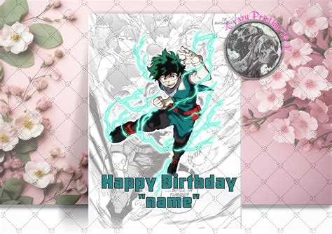 Deku Happy Birthday Card My Hero Academia Birthday Card