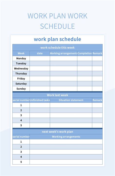 Monthly Work Plan Work Schedule Excel Template And Google Sheets File For Free Download Slidesdocs