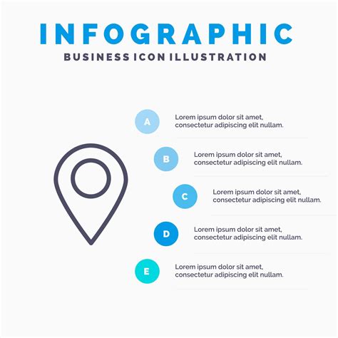 Location Map Marker Pin Line Icon With 5 Steps Presentation