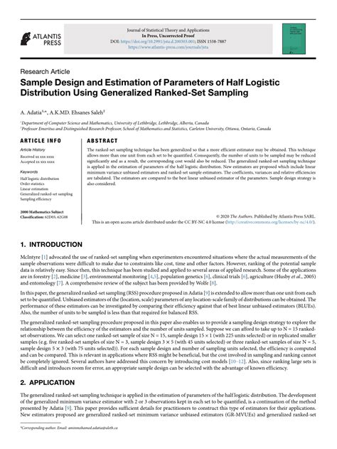 Pdf Sample Design And Estimation Of Parameters Of Half Logistic