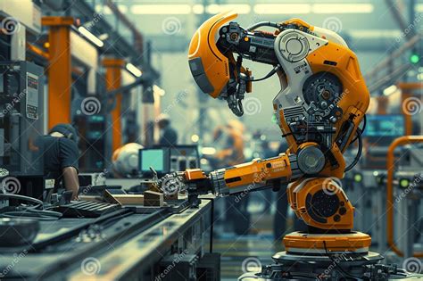 Advanced Robotics In Manufacturing Precision And Innovation In Action Stock Illustration