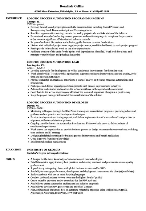 Robotic Process Automation Resume Samples Velvet Jobs