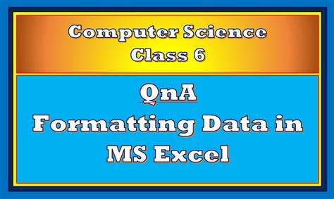 Important Qna Formatting Data In Ms Excel Class 6 Tutorialaicsip