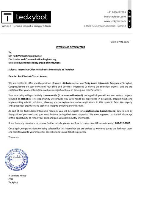 Intern Robotics Innovation Embeddedsystems Electronics Technology