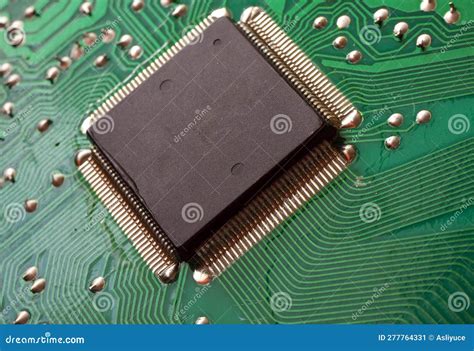 Close Up Of A Microprocessor On Board Stock Image Image Of Engineering Microprocessor