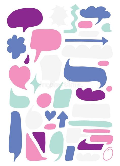 Speech Bubble Set Color Talk Bubble Text Chat Box In Retro Style Stock Illustration