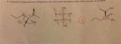 4 4 points assign absolute configuration r or s to each