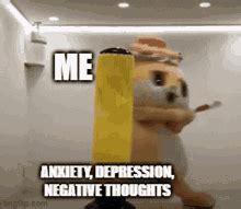 Cat Mascot Hitting Object Anxiety 